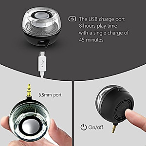 Leadsound Portable Speaker, Crystal 3W 27mm 8Ω Mini Wireless Speaker with 3.5mm Aux Audio Jack Plug in Clear Bass Micro USB Port Audio Dock for Smart Phone, for Pad, Computer (Black)