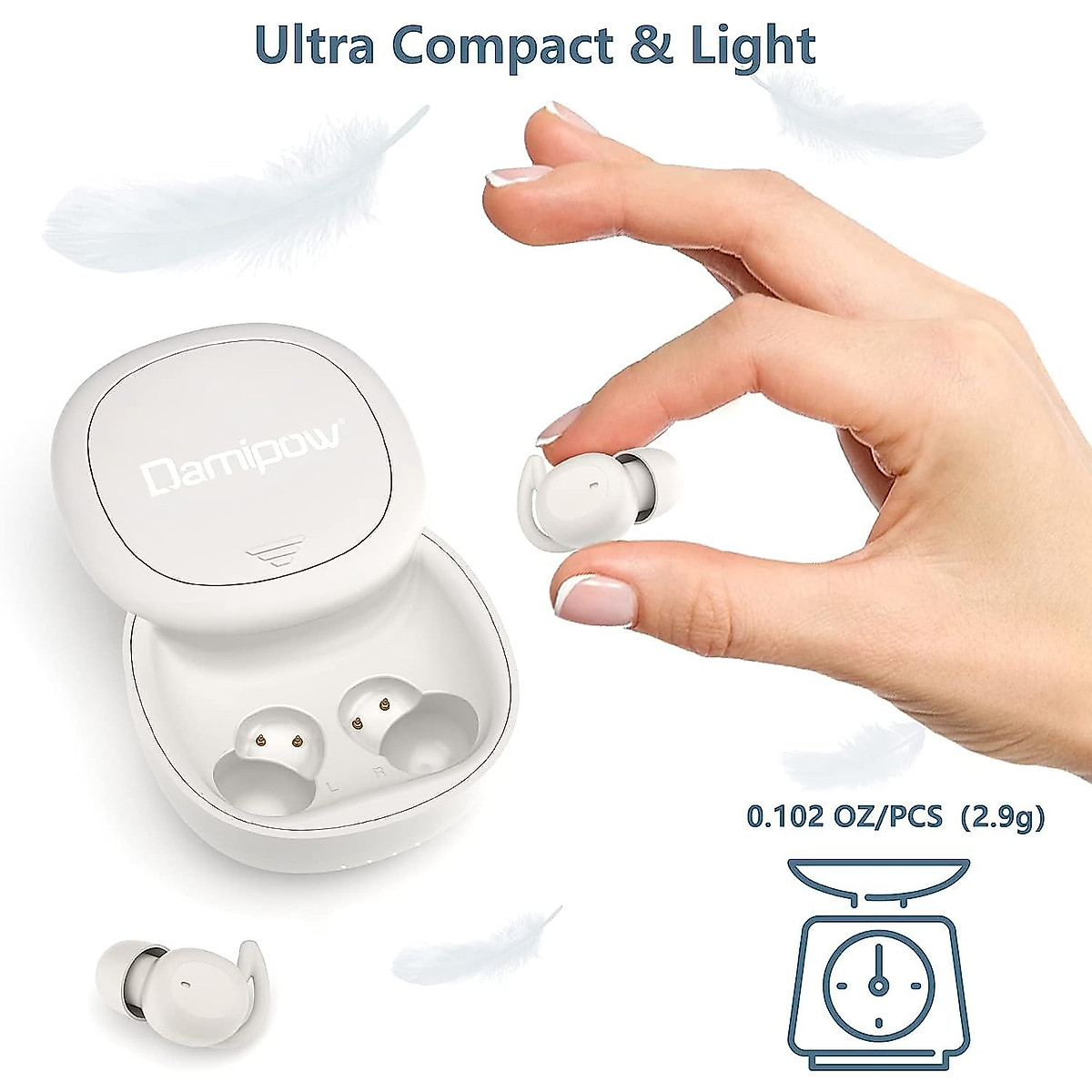 Bluetooth Sleep Earbuds, Noise Blocking Small Buds for Sleeping, Wireless Sleep Headphone Comfortable Fit, Invisible and Skin-Soft in-Ear Designed for Side Sleepers, Insomnia, Snoring, Work, Leisure