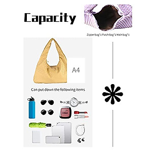 Woven Tote Handbags For Women Large Capacity Vegan Leather Shoulder Top-Handle Travel Shopper Bag Ladies Fashion Underarm Bag Yellow