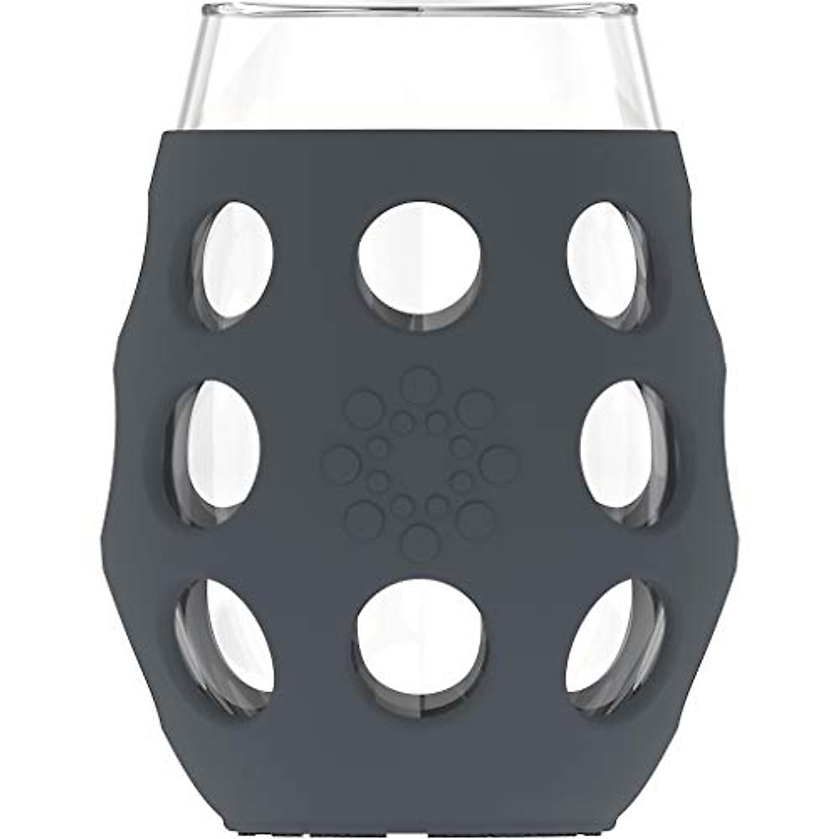 Lifefactory 11-Ounce Indoor/Outdoor Wine Glass with Protective Silicone Sleeve, 4-Pack, Carbon, Dusty purple, Aqua teal, & Cool grey