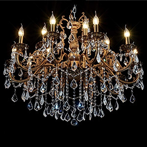 MEEROSEE Crystal Chandeliers Contemporary Chandelier Island Lighting 15 Lights Candle Pendant Ceiling Light Fixture for Dining Room Living Room Kitchen Bedroom Hallway Entry D35.4