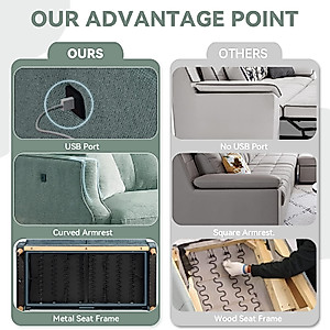 56.7" Loveseat Sofa Couch with 2 Pillows,2 Seat Couch with USB Port and Waterproof Fabric,2 Person Sofa with Thickness Cushion