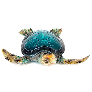 Corner Merchant Sea Turtle Statue Garden Decor, Tabletop Wall Hanging Sea Turtle Sculpture Measures 16 in x 15 in