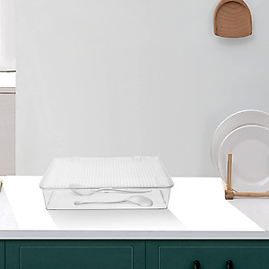 Cabilock Transparent Cutlery Box Silverware Tray for Drawer Clear Cutlery Tray Kitchen Supply Chopsticks Holders Container with Lid Kitchen Utensil Tray Utensil Case The Pet Portable Fork