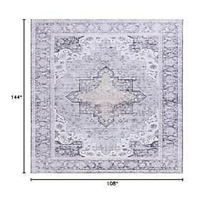 SAFAVIEH Tucson Collection Area Rug - 9' x 12', Light Purple & Sage, Traditional Design, Washable & Slip Resistant, Ideal for High Traffic Areas in Living Room, Bedroom & Dining Room (TSN105W-9)
