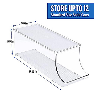 Soda Can Organizer with Lids, Stackable Soda Can Dispenser for Refrigerator, Clear Can Holder Organization and Storage Bins for Fridge, Freezer, Kitchen, Countertops, Pantry Organizer, Holds 12 Cans