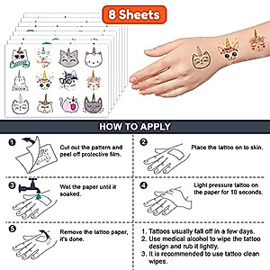 Caticorn Temporary Tattoos Birthday Party Supplies Decorations 96PCS Cat Unicorn Tattoos Stickers Cute Party Favors Kids Girls Boys Gifts Classroom School Prizes Themed Christmas