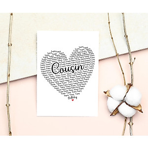 Happy Birthday Cousin Card - Cute Happy Birthday - Birthday Greeting Card - Sweet Birthday Card For Cousin - Anniversary-Thank You Card - Heart Happy Birthday Mom - I Love You Cousin Card