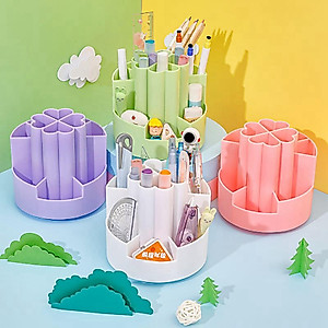 Four Leaf Rotating Pen Holder Office Desktop Large Capacity Storage Box Student Multi Functional Grid Pen Holder Creative Pen Barrel Simple Desk Side Storage Box Pen Holder Pencil Pen (D, One Size)