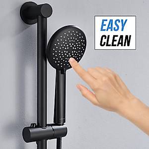 Gabrylly Slide Bar Shower Faucet Set for Bathroom with High Pressure 5-Setting Handheld Shower Set, Shower Valve with Trim and Diverter,Matte Black