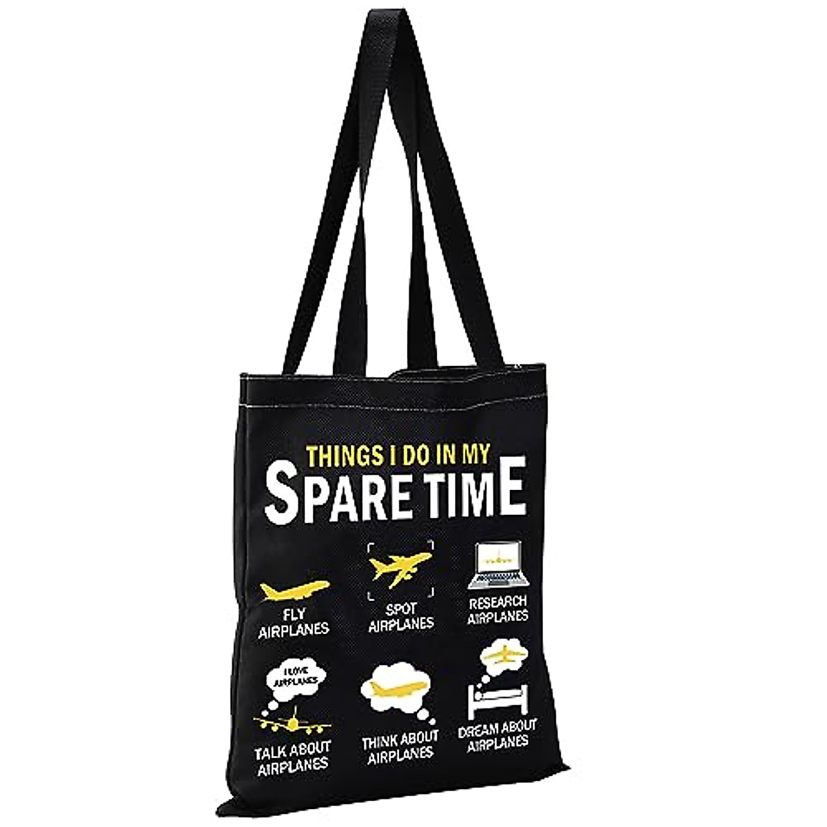 Airplane Lover Gifts Airplane Tote Bag Things I Do In My Spare Time Airplane Enthusiast Aviation Pilot Gifts Canvas Tote Bag (Time Airplane tote)