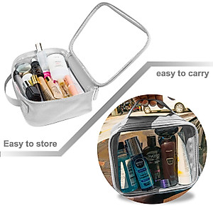 ANRUI Clear Makeup Bag, TSA Approved Clear Toiletry bag Waterproof Cosmetic Bag Case Travel Liquids Organizer Carry On Luggage for Women Men Grey 3 Pack (Same Size)