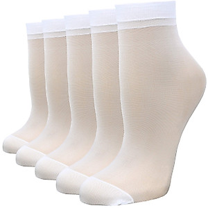 10 Pairs Women's Soft Ankle High Sheer Socks Hosiery (10Pairs White)