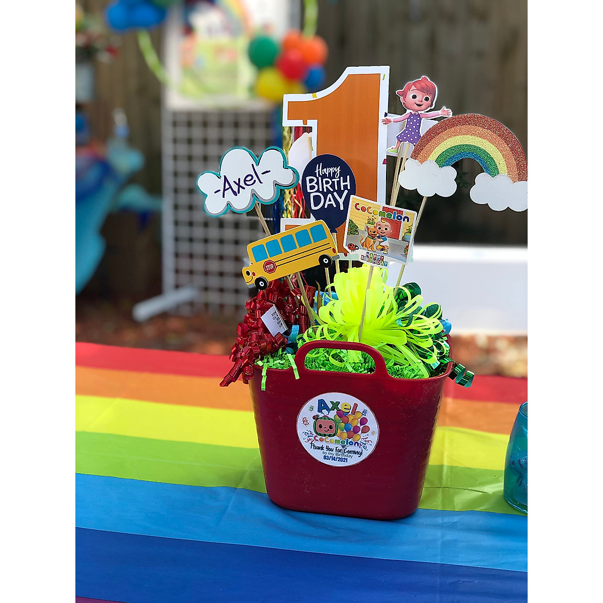 Oojami 4 Pack Rainbow Table Cover Rainbow Theme Tablecloth Party Supplies Ideal for Birthday Parties, Carnival, Baby Shower Table Cloth