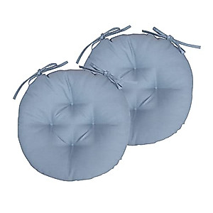 COZPLEN Outdoor Round Bistro Chair Cushions, 15 inch Round Seat Cushions for Outdoor Patio Chairs, Set of 2, Mix Blue/Grey