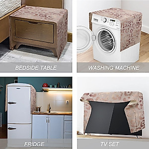 Rose Gold Leopard Pattern Washing Machine Dryer Top Cover Refrigerator Fridge Dust-Proof Cover with Storage Pockets Bags Sunscreen Cover Kitchen Christmas Decor