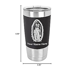 LaserGram 20oz Vacuum Insulated Tumbler Mug, Virgen de Guadalupe, Personalized Engraving Included (Silicone Grip, Black)
