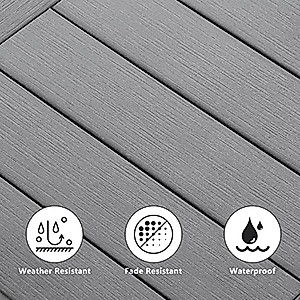 Meluvici Double Adirondack Outdoor Side Table Weather Resistant, Outdoor Rectangular Patio End Table for Adirondack Chair, Grey