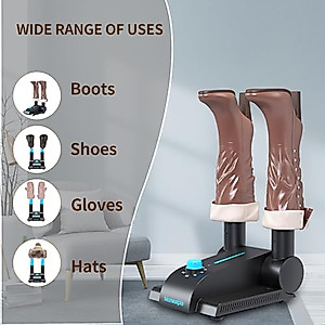 Monealpis Boot Dryer - Portable Shoe Dryer Warmer with Heat Blower, Timer, and Adjustable Foldable Rack for Work Boots, Shoes, Gloves, Helmets, Ski Boots, and Sneakers