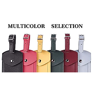 Sodsay Leather 2 Luggage Tag Baggage Bag Travel Tags with Privacy Flap (Neon Yellow)