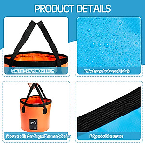 Tessco 4 Pcs 20L Collapsible Bucket with Handle 5 Gallon Portable Collapsible Folding Bucket Foldable Water Container for Camping Hiking Fishing Car Washing (Blue, Yellow, Orange, Black)