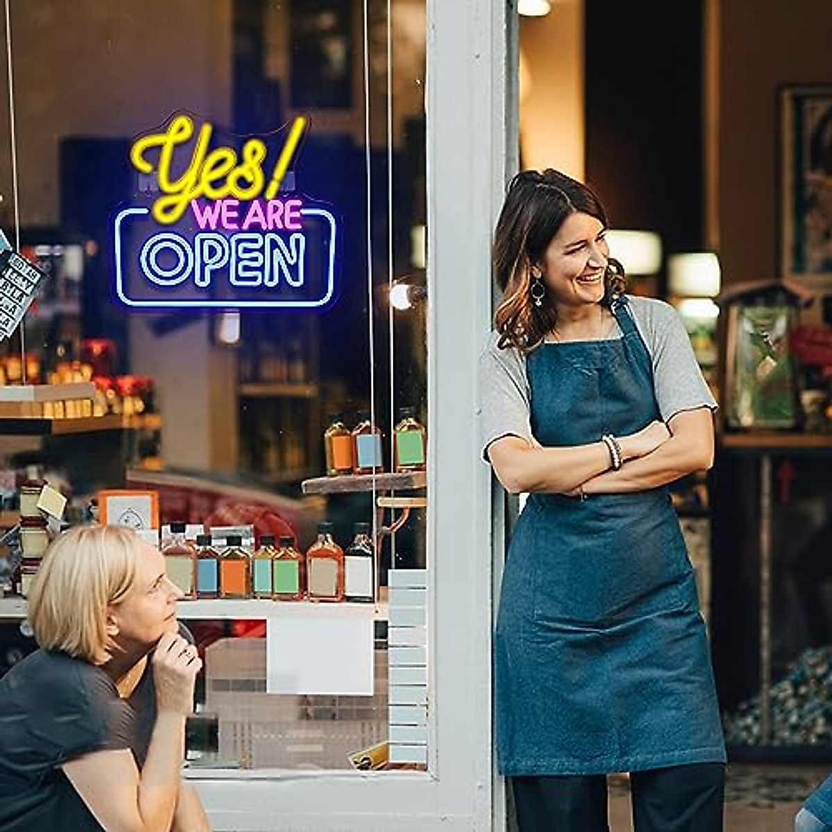 Hello Rosa Yes We Are Open Neon Sign, Open Neon Signs for Wall Decor USB Powered Open Signs for Business Wall, Open Led Sign for Coffee Bar Restaurant Salon Stores Decor Open Neon Light