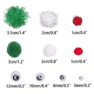 Livder Christmas Pipe Chenille Cleaners Stems Set, DIY Art Craft Pom Poms, Self Adhesive Wiggle Eyes Supplies Decorations
