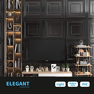 Art3d 24" x 24" (Pack Of 12) Wall Panel Modern, Black