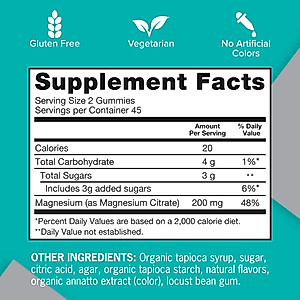 Qunol Magnesium Gummies for Adults, 200mg Magnesium Citrate High Absorption Supplement, Supports Nerve/Bone Health, Muscle Health, Vegetarian, 90 Count (pack of 1)