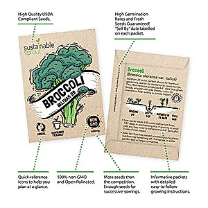 Vegetable Seeds for Planting Home Garden - 13 Variety Seed Packets - Heirloom Vegetables - Bell Pepper Seeds, Zucchini Seeds, Kale Seeds, Cucumber Seeds, Peas Seeds & More - Veggie Garden Starter Kit