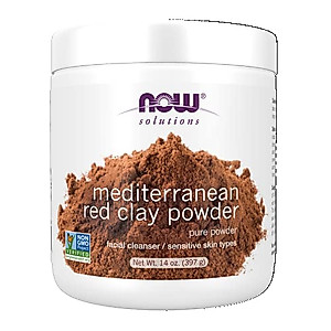 NOW Foods Solutions, Mediterranean Red Clay Powder, Pure Powder for Sensitive Skin Facial Mask, 14-Ounce