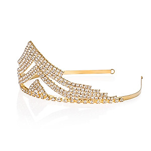 Gold Crowns Crystal Tiaras Bride Wedding Hair Jewelry Women 30th Birthday Party Head Ornaments