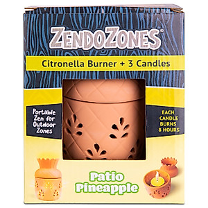 ZendoZones Patio Pineapple Citronella Candle Burner – 8-Hour Protection, for Patios & Outdoor Spaces