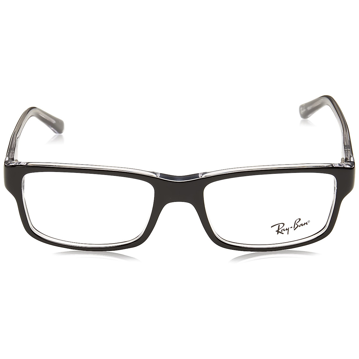 Ray-Ban RX5245 Square Prescription Eyeglass Frames, Black On Transparent/Demo Lens, 54 mm