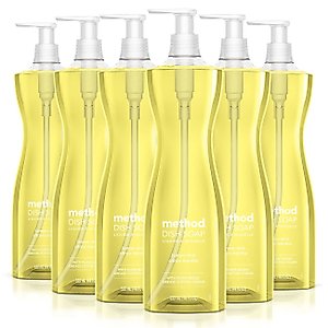 Method Gel Dish Soap Liquid, Lemon Mint, Biodegradable Formula, Tough on Grease, 18 Fl Oz (Pack of 6