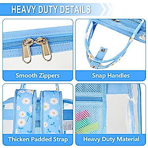 VASCHY Clear backpack for Women, Heavy Duty Transparent See Through Stadium Approved Square Backpack for Teen Girls Bookbag Schoolbag Skyblue