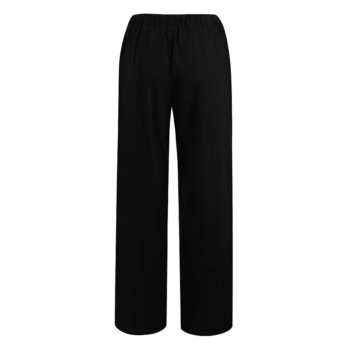 Long Linen Pants for Women Tall, Wide Leg Pants for Women Summer High Waisted Boho Cotton Linen Palazzo Pants Casual Flowy Lounge Trousers with Pockets Black XL