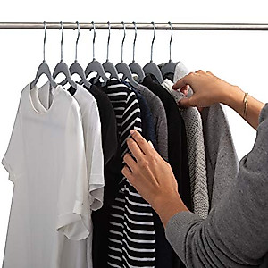 Simplify Slim Velvet Clothes Hangers | 100 Pack | Non-Slip | Shirts | Suit | Pants | Dresses | Garments | Closet Storage & Organization | Durable | Grey