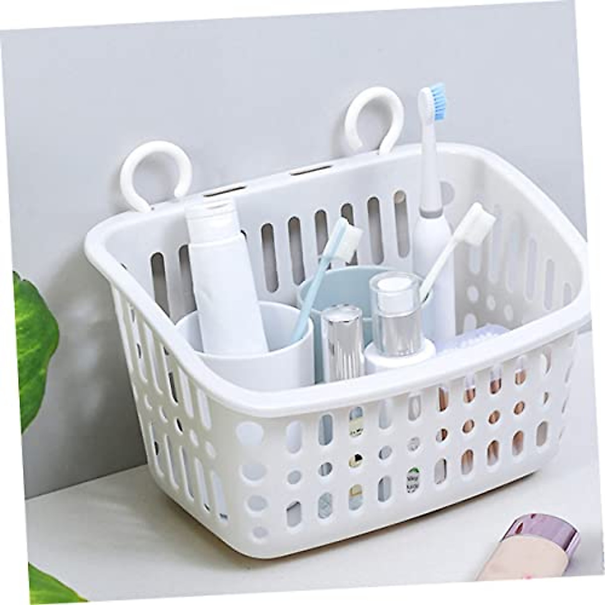 COLLBATH 2pcs Plastic Bathroom Hanging Basket Hanging Shower Caddy Hangable Bathroom Storage Basket Bathroom Shelf Organizer Bathroom Storage Rack Draining Basket Mesh Basket Plastic Pp