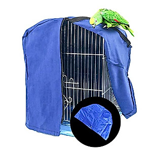 NGe 33x32x44cm Bird Parrot Cage Cover,Keep Warm Blackout Cage Cover,Windproof Light-Proof Sleep Reduces Distractions Night Accessories Cloth(Blue)