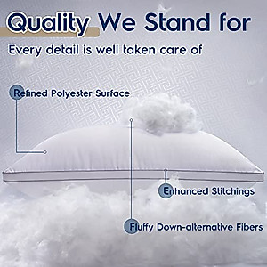 viewstar Pillows Standard Size Set of 2, Bed Pillows for Sleeping, Standard Pillows 2 Pack for Back, Stomach or Side Sleepers, Fluffy Pillows for Bed with Down Alternative, Machine Washable, 18" x 24"
