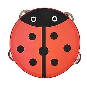 15cm Wood Handheld Tambourine Metal Jingles Hand Held Percussion Drum for Kids Dance Song Gifts(1#)