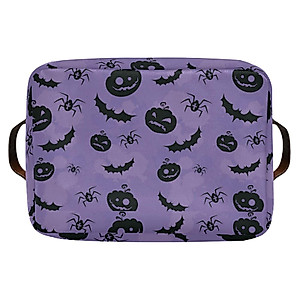 Foldable Storage Basket, Cube Organizer Bins Halloween Pumpkin Bat Cube Bag Dual Handles for Closet Shelf