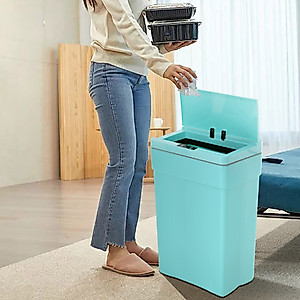 13 Gallon Trash Can, Automatic Kitchen Trash Can with Motion-sensing Lid, Touchless High-capacity Garbage Can Rectangular Trash Can with Lid, Plastic Garbage Cans for Kitchen Bathroom Bedroom Office