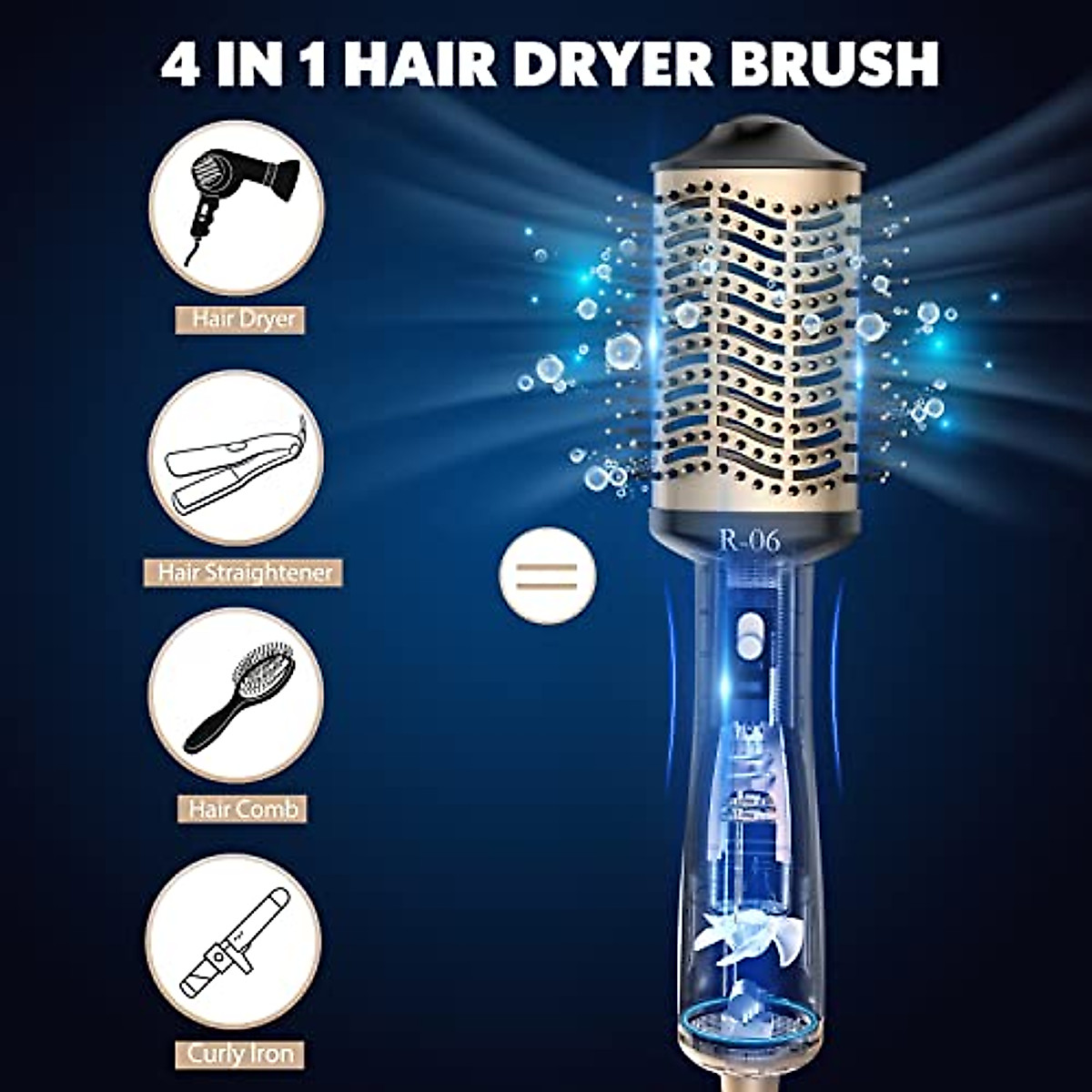 Hair Dryer Brush, Blow Dryer Brush Dryer and Styler Volumize in One, 4 in 1 Brush Blow Dryer Gold, Mothers Day Gifts from Daughter/Son