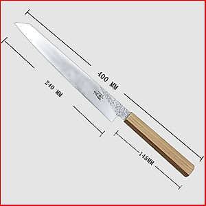 TAIE Kitchen Carving Knife 9.5 Inch Japanese Sujihiki Knife High Carbon Powder Forge Stainless Steel 905 Blade With 62 HRC Ash Wood Handle Light Weight Comfortable Grip 240mm
