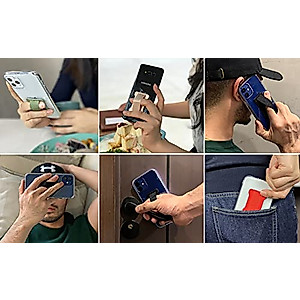 WUOJI Cell Phone Finger Grip Strap Holder for Hand, Phone Grip Compatible with Most Smartphones,Universal Cell Phone Grips Band Holder for Back of Phone - 2Pack(Black)