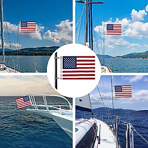 Universal Boat Flag Marine 12"x18" with 4 Boat Flag Pole Kits USA Flag with 50 Embroidered Stars American Boat Flag