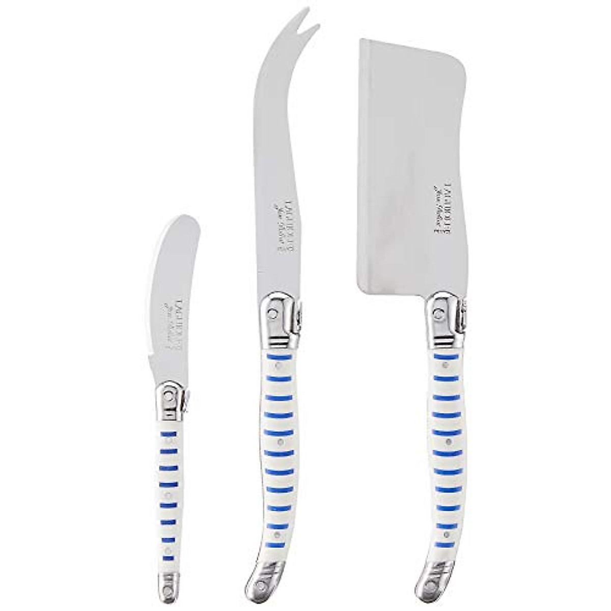 Jean Dubost Laguiole Cheese Butter Spreader Sets, Stainless Steel Blades, Set of 3, Mariniere