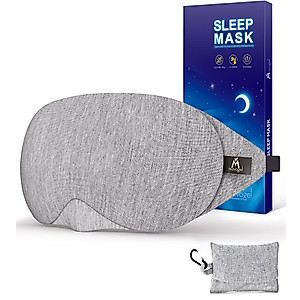 Mavogel Cotton Sleep Eye Mask - Updated Design Light Blocking Sleep Mask, Soft and Comfortable Night Eye Mask for Men Women, Eye Blinder for Travel/Sleeping/Shift Work, Includes Travel Pouch, Grey